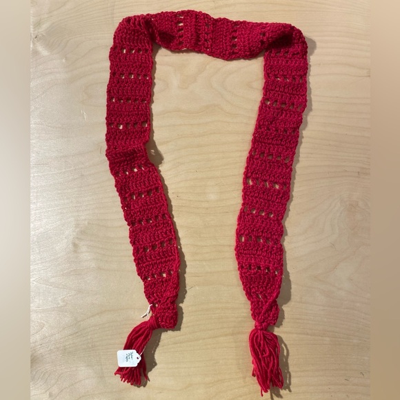 Hand Crafted | Accessories | Handcrafted Red Crochet Skinny Scarf Ot ...